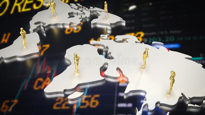 The World Map on Business Chart Background for Geopolitics Concept 3d ...