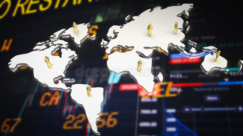 The World Map on Business Chart Background for Geopolitics Concept 3d ...