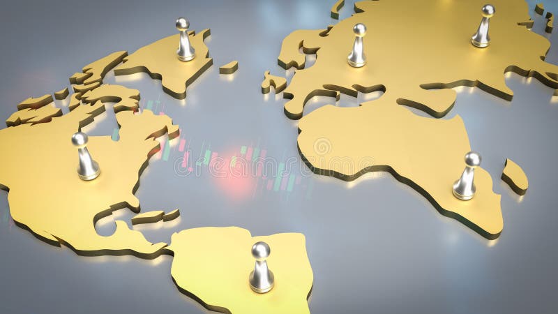 The World Map on Business Chart Background for Geopolitics Concept 3d ...