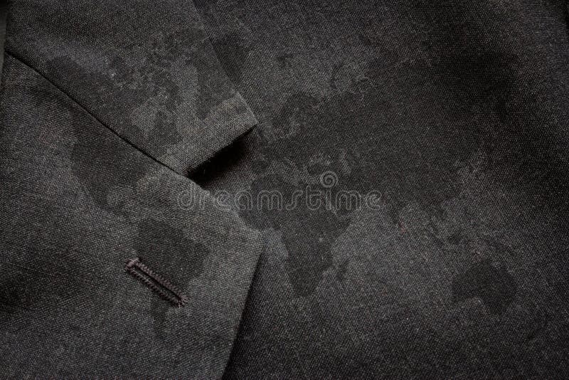 World Map on Business Suit Background Stock Image - Image of network ...