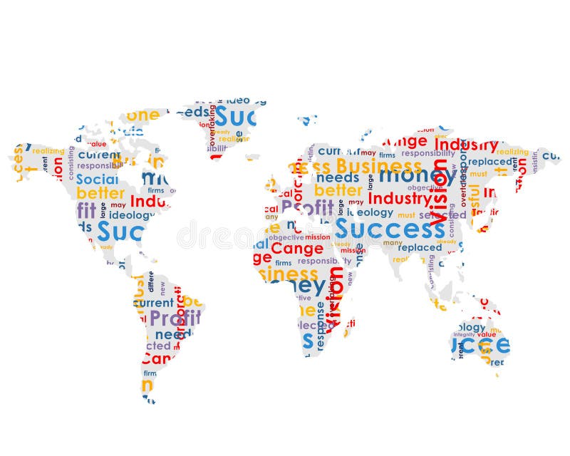 World Map with Business Words Stock Illustration - Illustration of ...