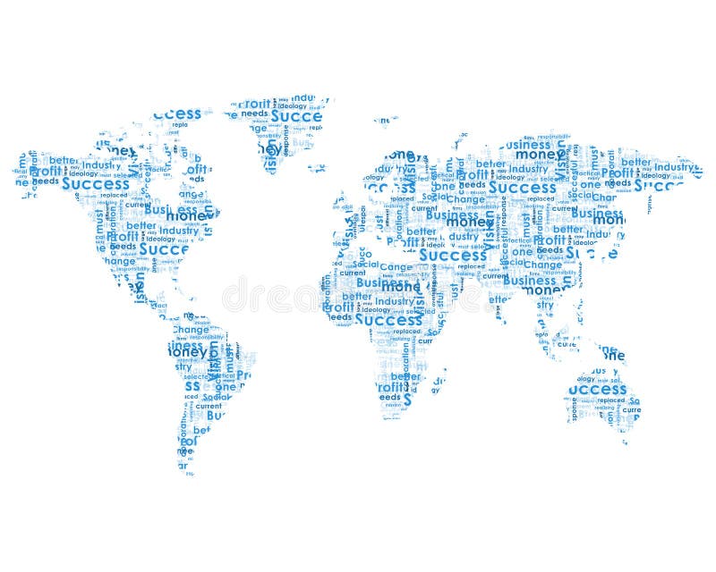 World Map with Business Words on Green Stock Illustration ...