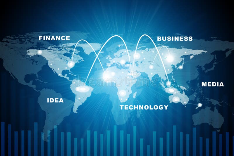 World Map with Business Words Stock Illustration - Illustration of ...