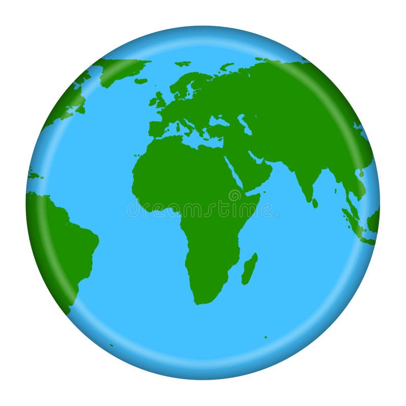 World Map Button 3d Illustration with Clipping Path Stock Illustration ...