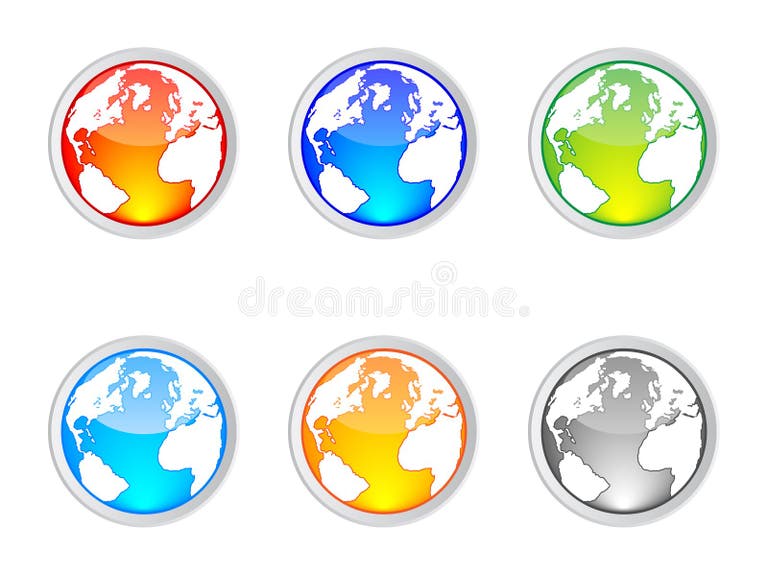 World map buttons stock vector. Illustration of ball, continents - 9806628