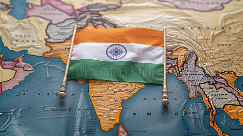 World Map Centered on India . Map of India Stock Photo - Image of ...