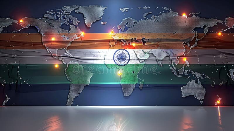 World Map Centered on India . Map of India Stock Image - Image of ...