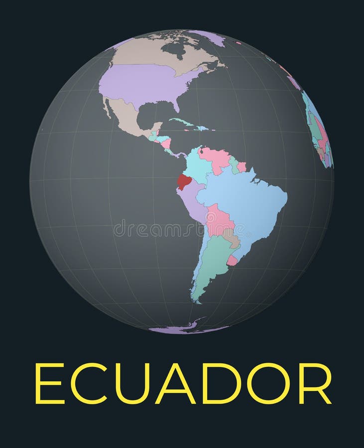 World Map Centered To Ecuador. Stock Vector - Illustration of country ...