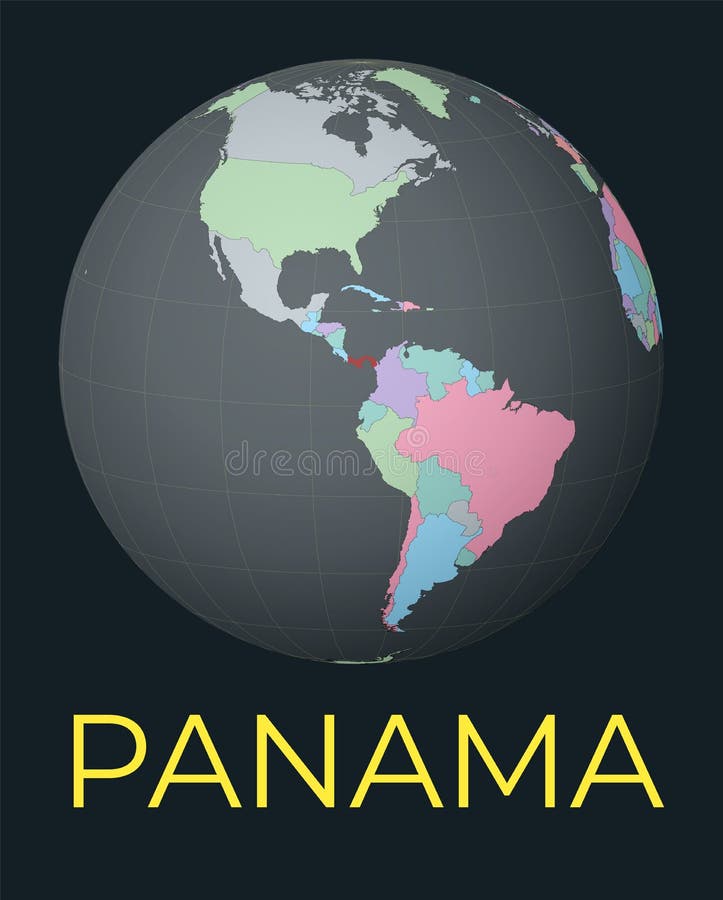 World Map Centered To Panama. Stock Vector - Illustration of global ...