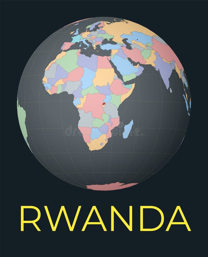World Map Centered To Rwanda. Stock Vector - Illustration of ocean ...