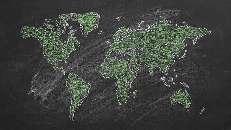 World map in chalk stock video. Video of america, education - 212506417
