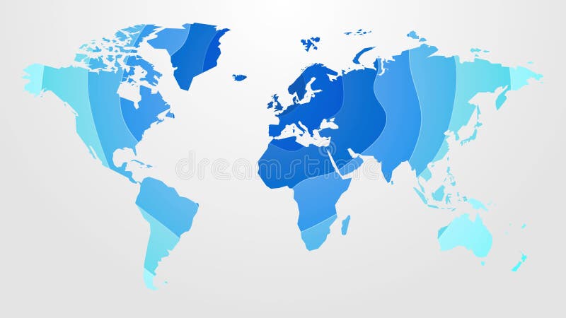 Blue Color World Map with White Background Stock Illustration ...