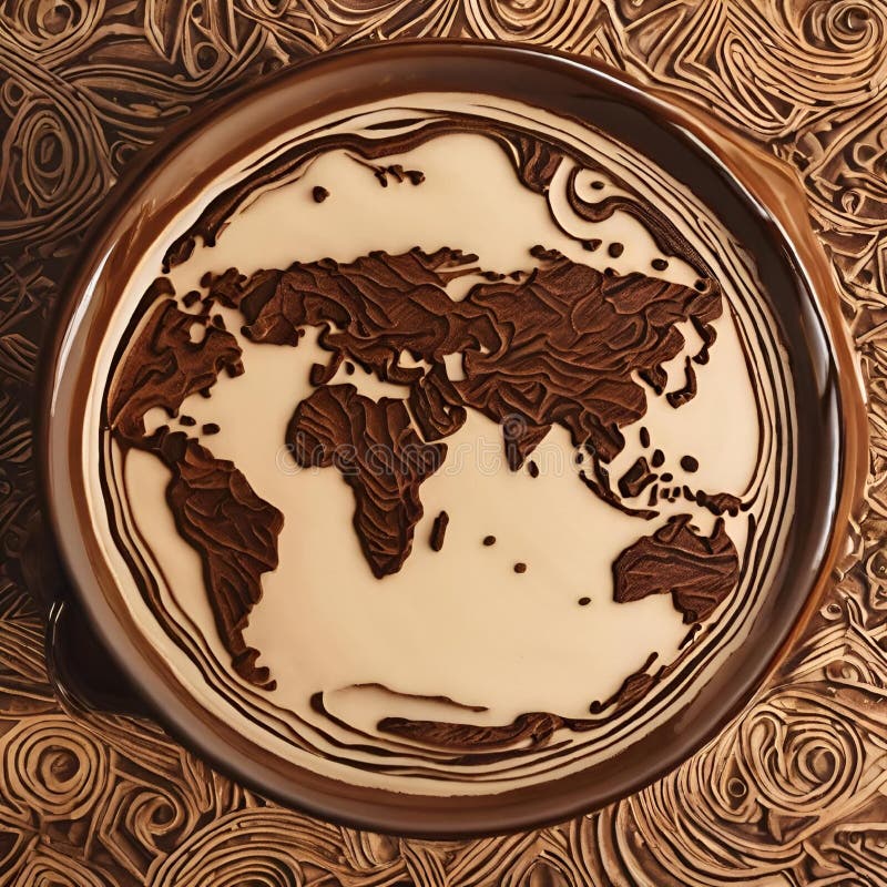 World Map Chocolate Cake with Intricate Details Stock Illustration ...