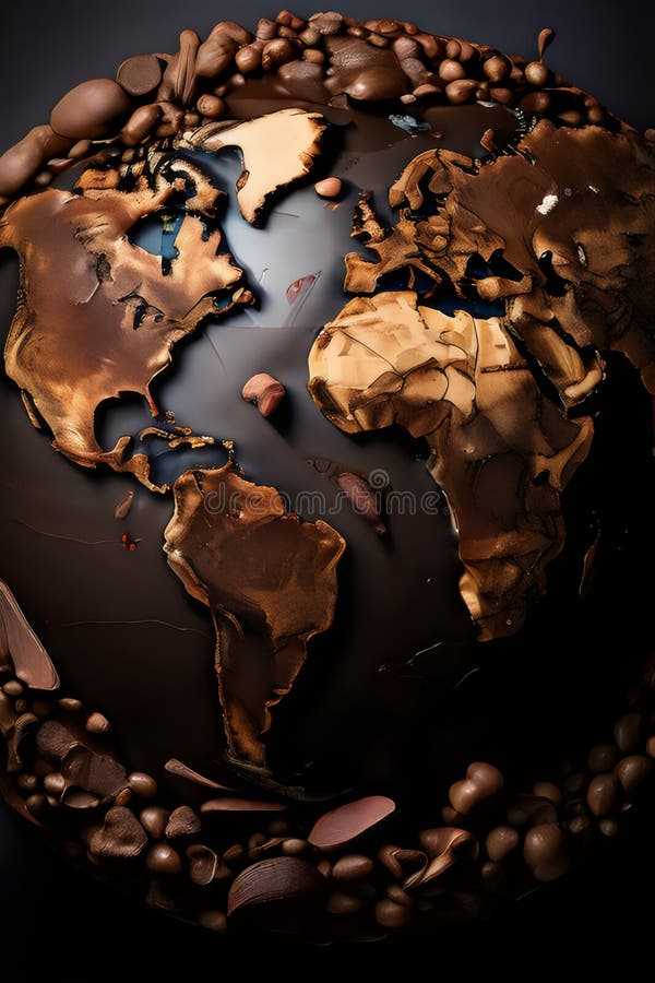 World Map with Chocolate and Chips Stock Illustration - Illustration of ...