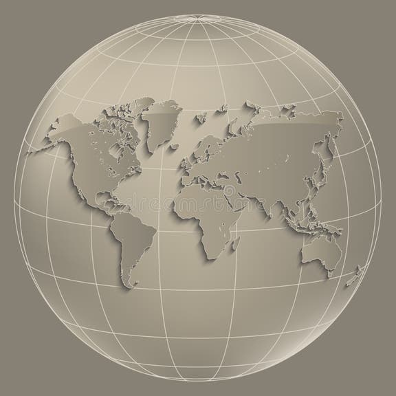 World Map Circle Globe Brown Color Stock Vector - Illustration of ...