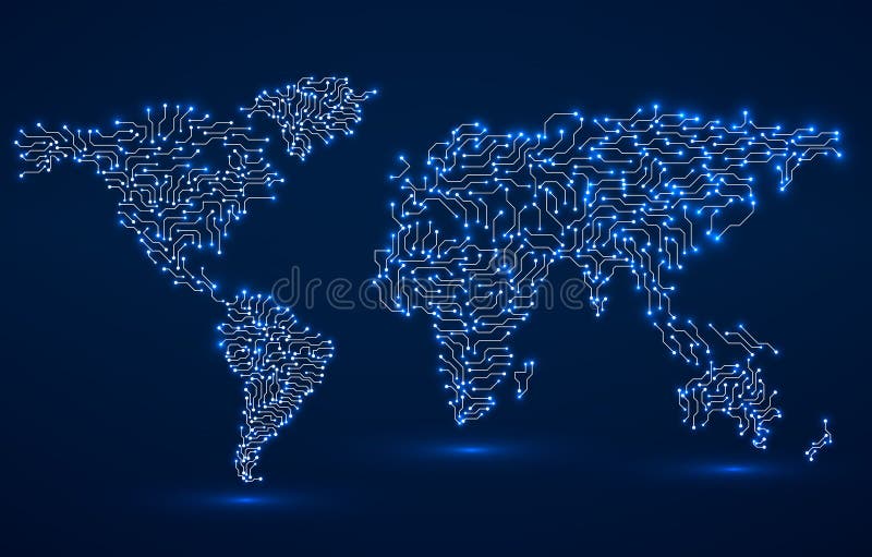 World Map. Circuit board stock vector. Illustration of australia - 72507335