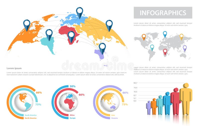 World Map with City Connections Infographic Stock Vector - Illustration ...