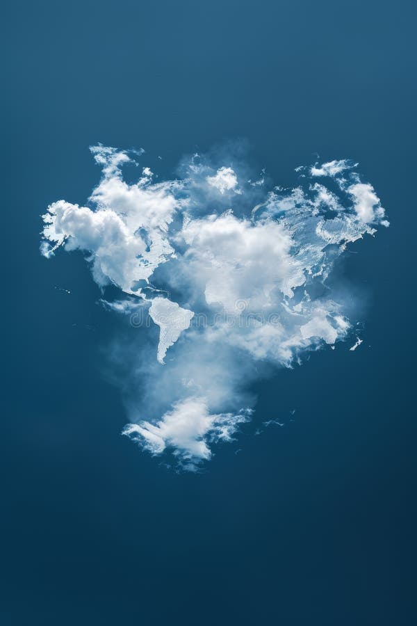 World Map Cloud, Cloud in the Shape of a Planet, Global Network and ...