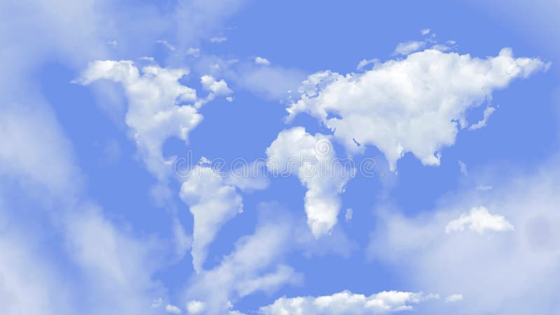 World Map Clouds in the Sky Scroll 4K Loop Stock Video - Video of ...