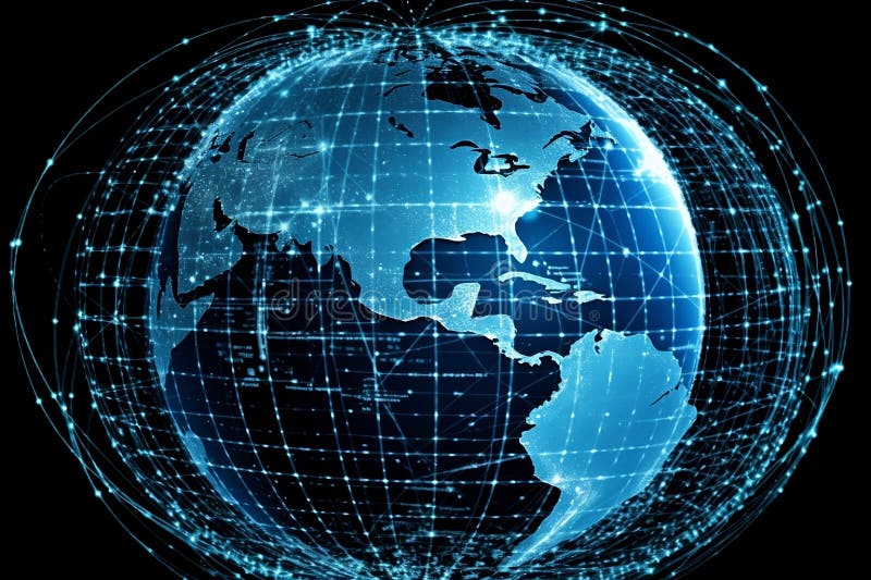 World Map with Code. Generative AI. Stock Illustration - Illustration ...