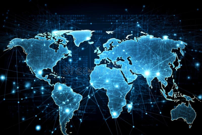 World Map with Code. Generative AI. Stock Illustration - Illustration ...