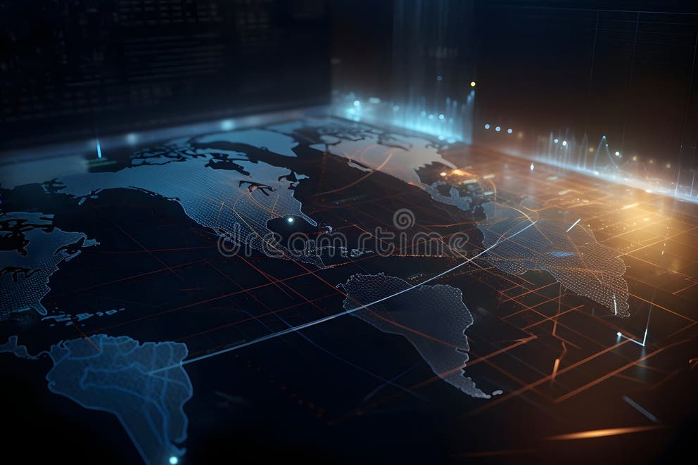 World Map with Code. Generative AI Stock Illustration - Illustration of ...
