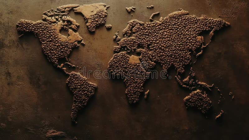 World map coffee beans (1 stock illustration. Illustration of beans ...