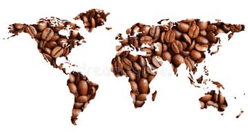 World Map with Coffee Beans Stock Illustration - Illustration of global ...