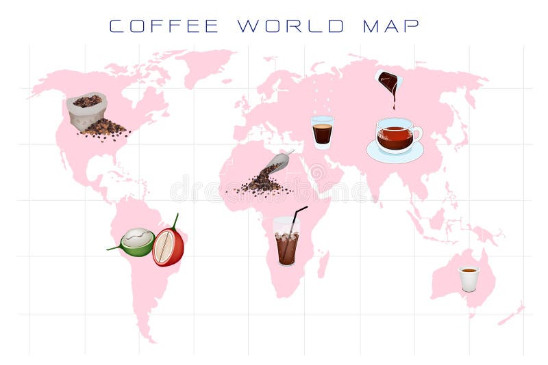 World Map with Coffee Production and Consumption Stock Vector ...