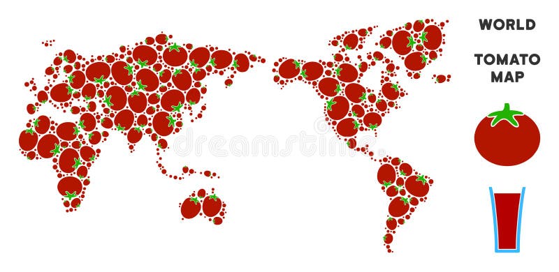 World Map Collage of Tomato Stock Vector - Illustration of ...