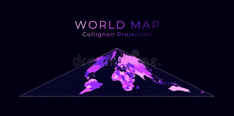 World Map. Collignon Equal-area Pseudocylindrical. Stock Vector ...