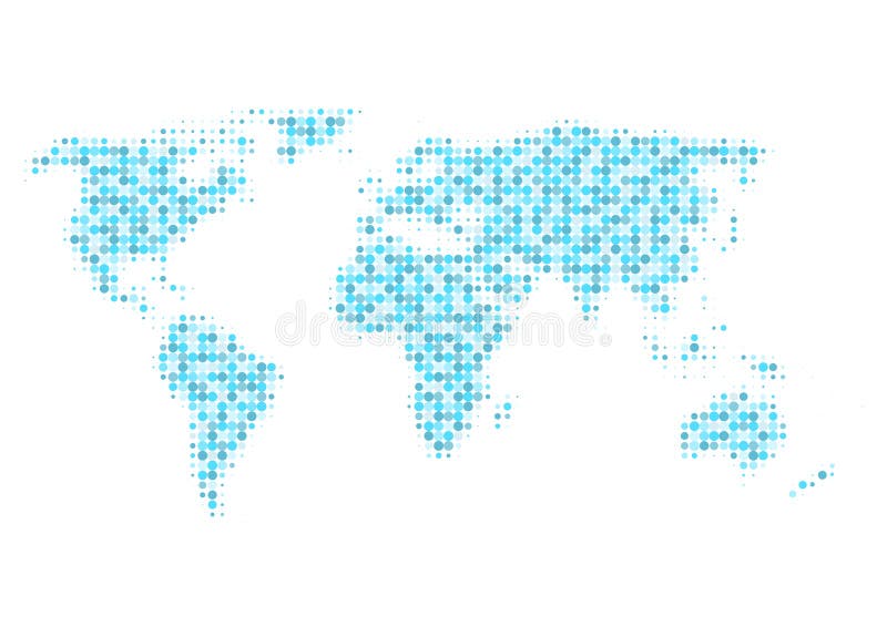 World Map. Colorful Blue Dot Pattern on White Background. Vector ...