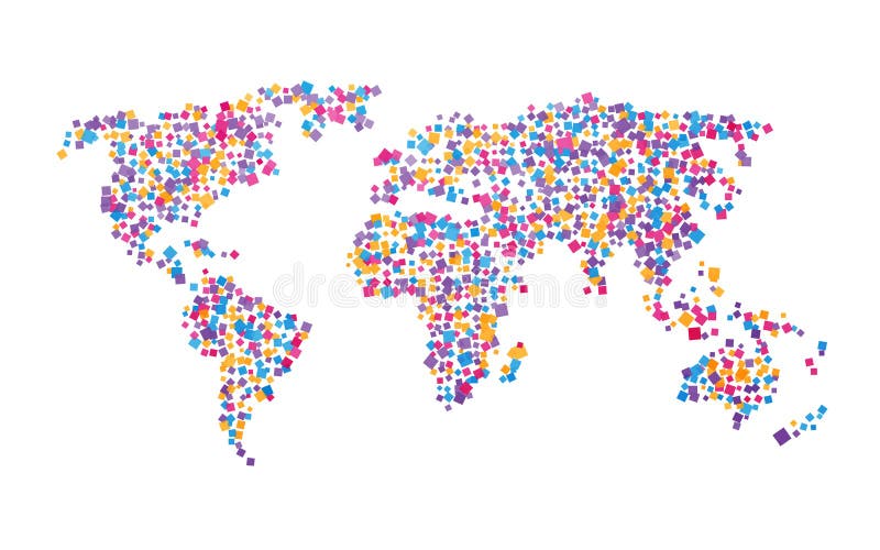 Colorful map of the world stock illustration. Illustration of concept ...