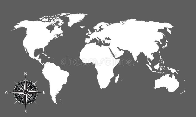 World Map and Compass Background Stock Vector - Illustration of ...