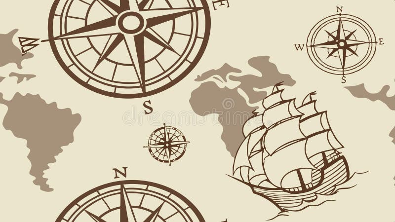 World Map Compass, Travel Navigation Vector Design Generative AI Stock ...