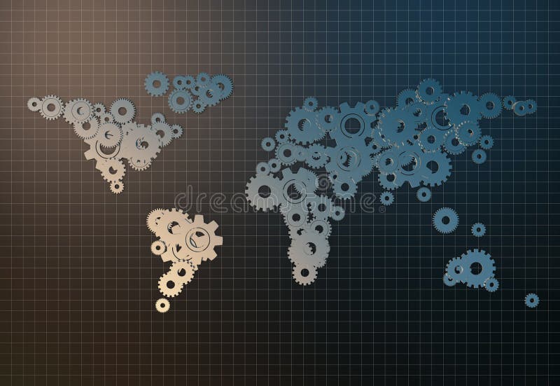 World Map Composed of Gears, Teamwork and Cooperation Stock ...