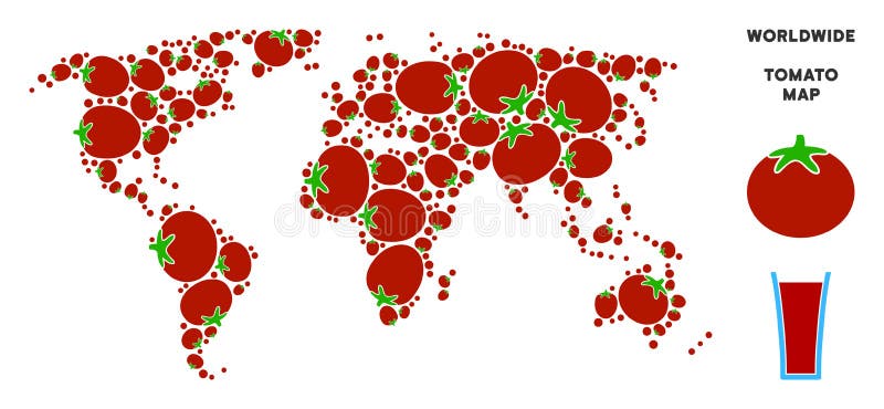 World Map Composition of Tomato Stock Vector - Illustration of earth ...