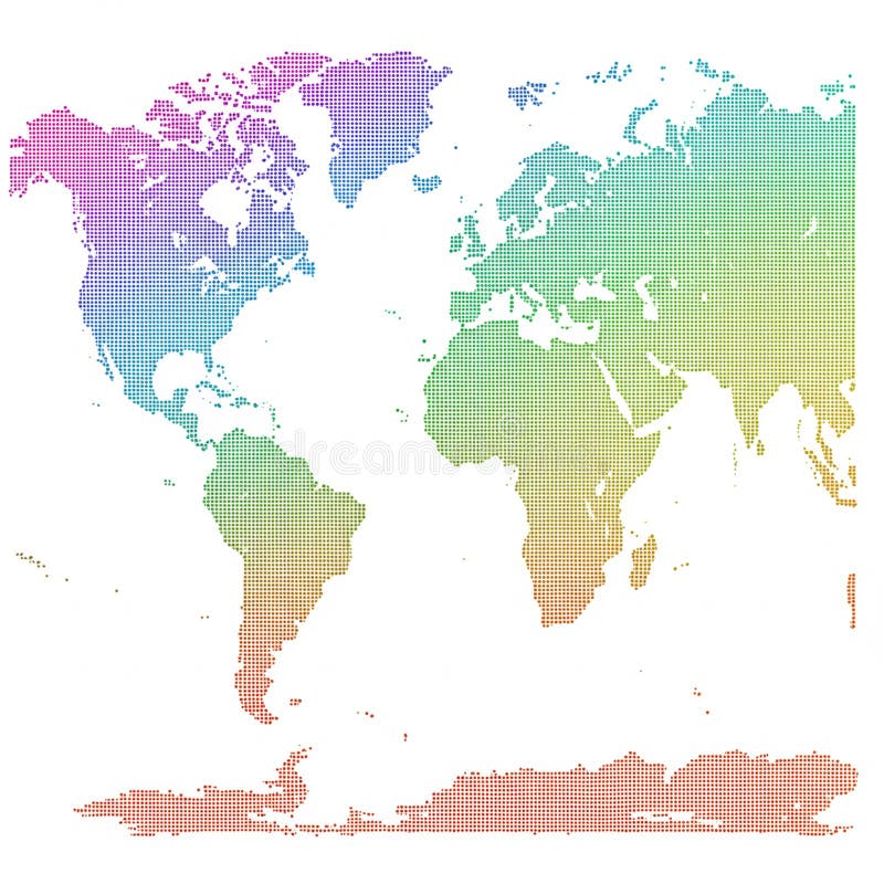World Map Comprised of a Dot Matrix Pattern, Displaying Continents in a ...