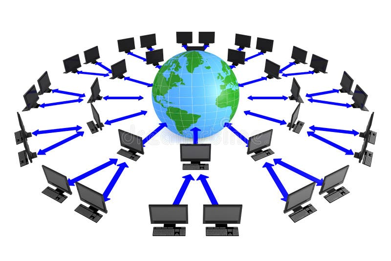 World map and computer stock illustration. Illustration of education ...