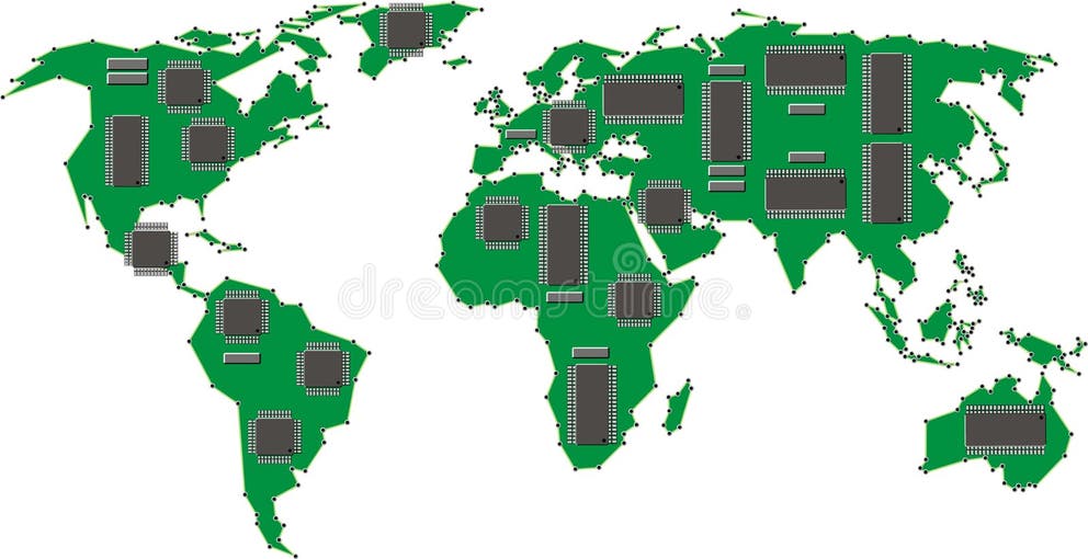 World Map Computer Chips Stock Illustrations – 29 World Map Computer ...