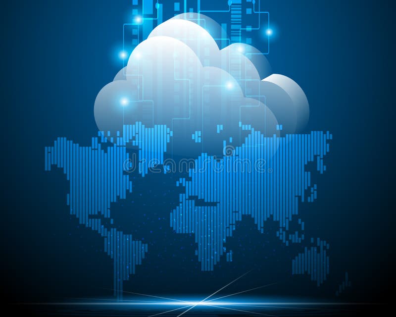 World Map Computer Network And Cloud Computing Business Stock Vector Illustration Of Future