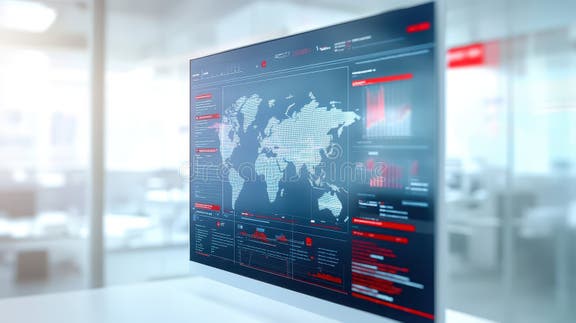 World Map on Computer Screen, Explore Continents, Oceans, and Countries ...