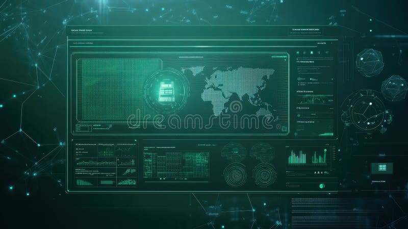 World Map on Computer Screen, Exploring Global Connectivity and Digital ...