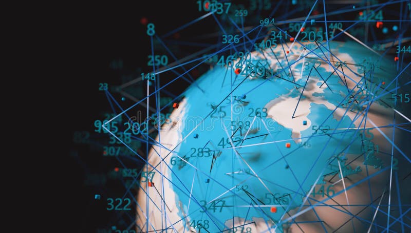 World Map and Computer Tools for Cybersecurity Stock Illustration ...