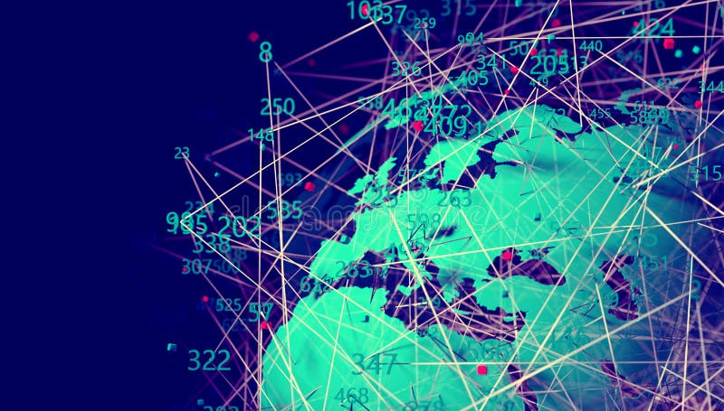 World Map and Computer Tools for Cybersecurity Stock Illustration ...