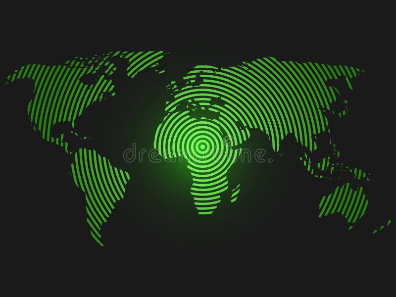 World Map of Red Concentric Rings on White Background. Earthquake ...