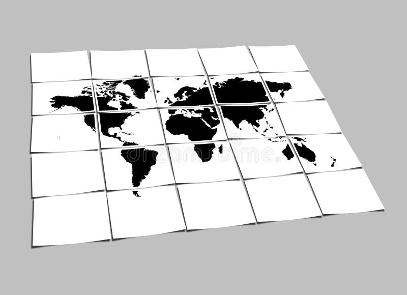 World Map Concept of Separated Note Papers Stock Illustration ...