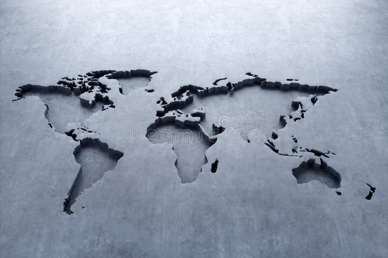 World Map on Concrete Surface. Modern Design, Magazine Style Stock ...