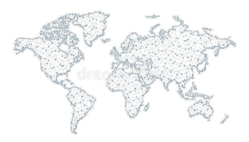 World Map in Connected Lines Concept Vector Design Vector Illustration ...