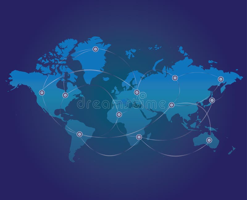 World Map With Connected Data Centers Stock Illustration - Illustration ... World Map With Connected Data Centers Stock Illustration - Illustration ...